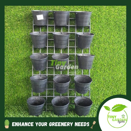 Vertical Garden Plastic Flower Pots with Holder - Black Colour | Shopee ...