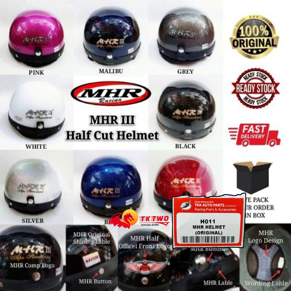 (H011) 100% Original MHR III Steng Kura Kura Half Cut Helmet VISOR ...