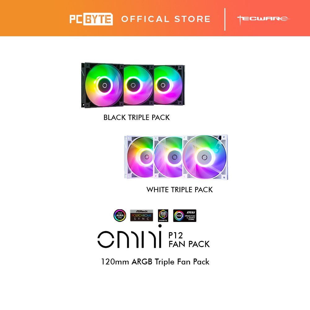 Tecware Omni P12 ARGB 3 Pack Fans - White/Black (120mm) | Shopee Malaysia