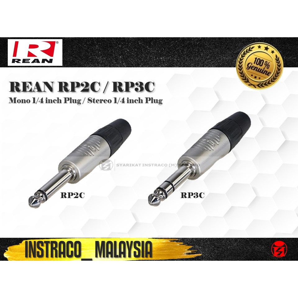 REAN 1/4 inch Plug - RP2C (Mono) / RP3C (Stereo) | Shopee Malaysia