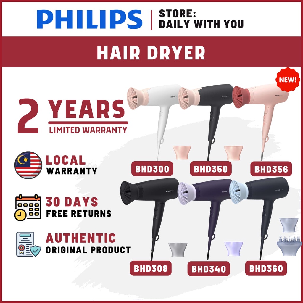(Ready Stock) Philips 3000 Series Hair Dryer BHD300/BHD340/BHD350 BHD351/BHD360/BHD510 | Shopee ...
