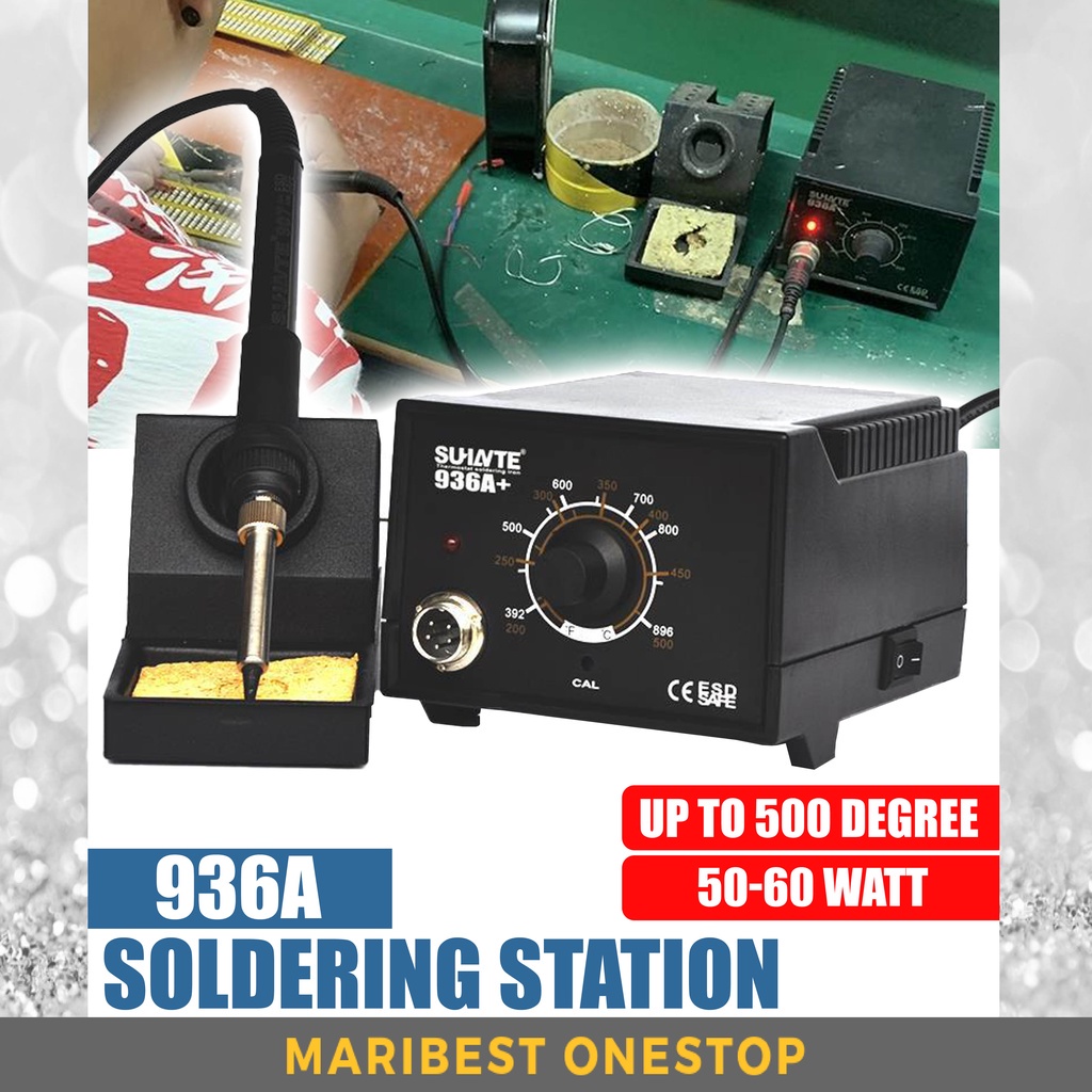 936A 60W Soldering Station Iron Adjustable Temperature 200-500 Degree ESD Safe Rework Station ...
