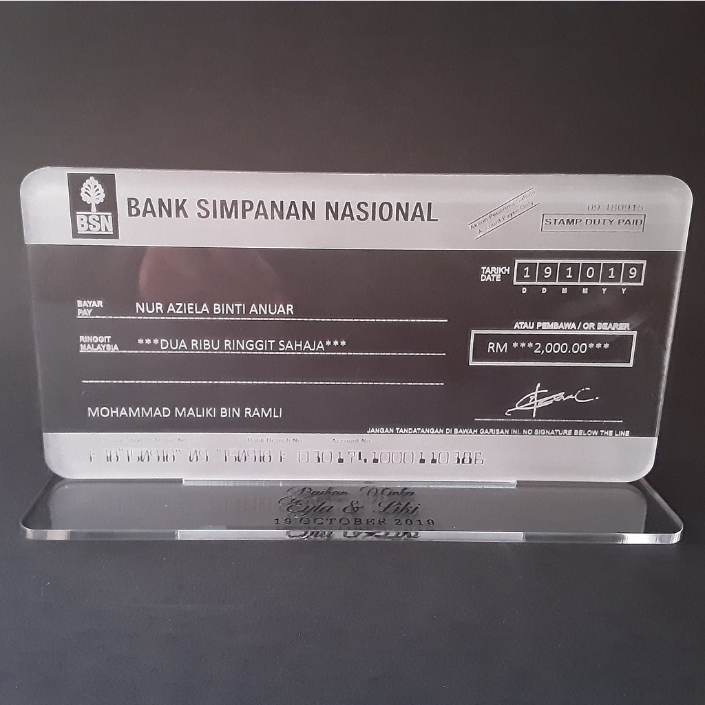 Replika Cek / Mock-up cheque Various Colors Various Materials | Shopee ...