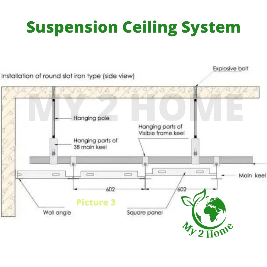 MY2HOME Ceiling Grid System Suspension Ceiling System Main Tee Cross ...