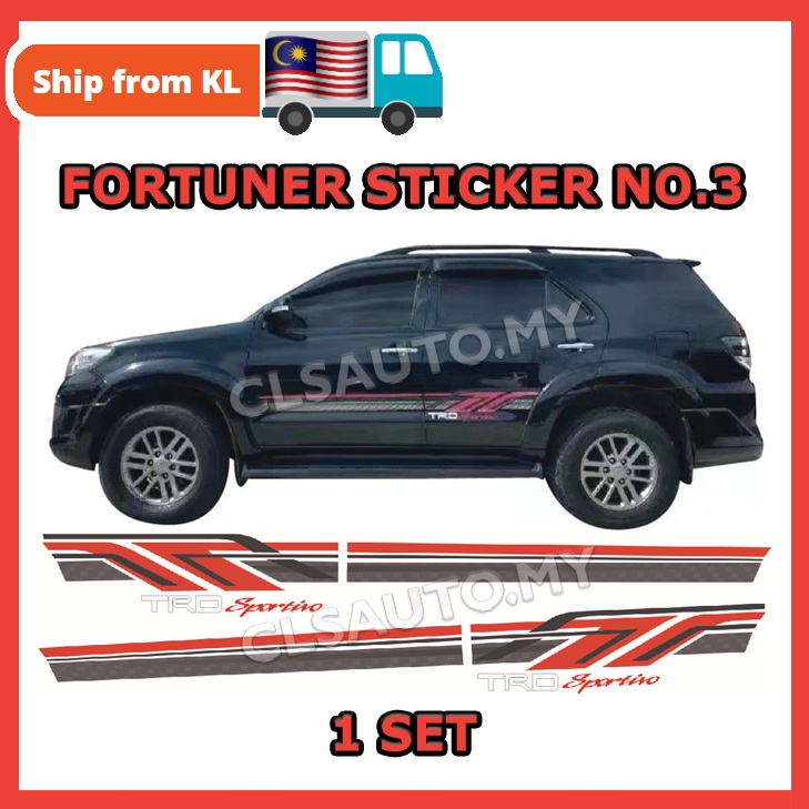 Toyota Fortuner Sticker Car Body Side Lining (13 Designs) - (1 Set ...