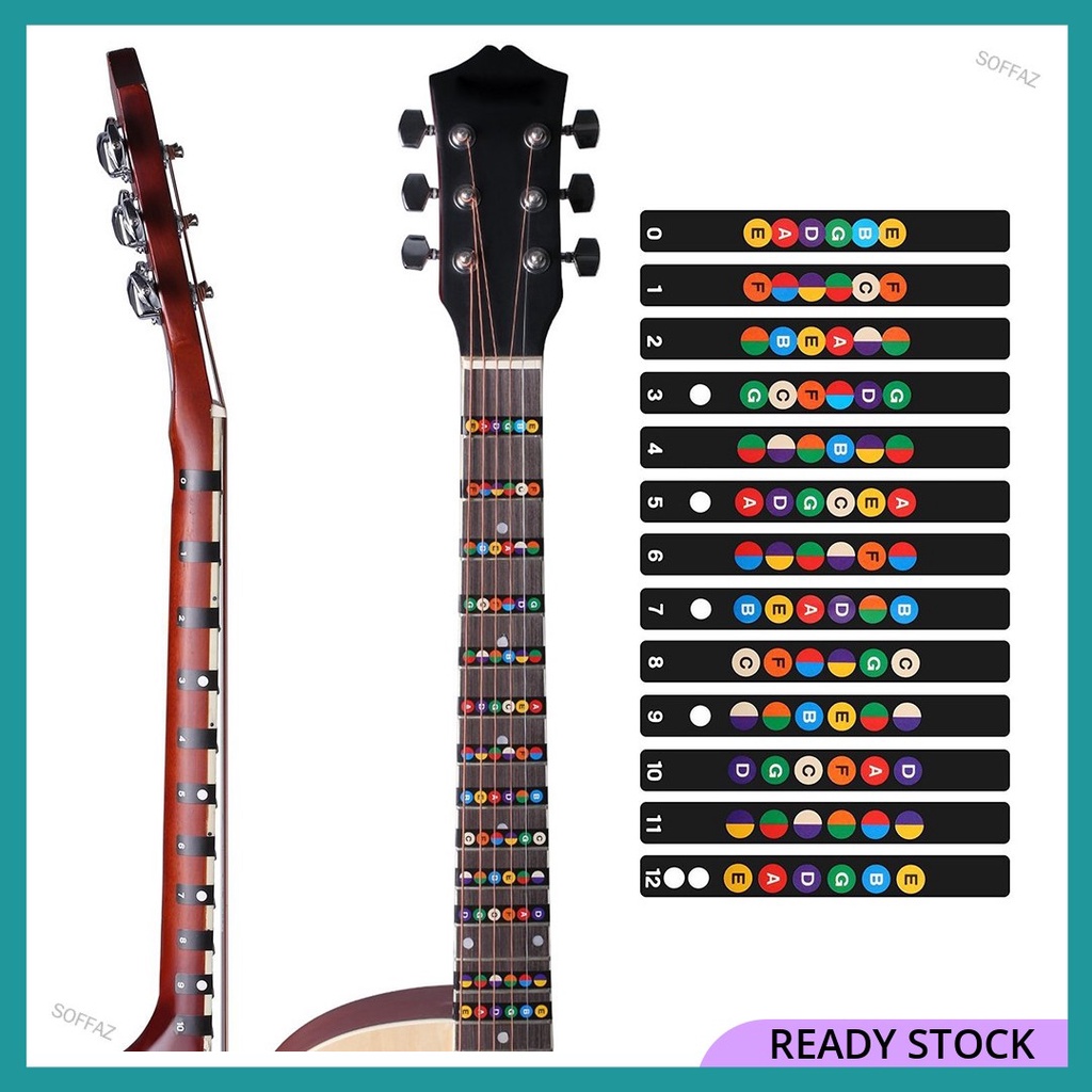 Colorful Guitar Fretboard Note Decal Beginners Fingerboard Sticker ...