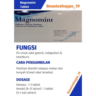 Pil Gastrik, Indigestion, Heartburn | Magnomint Tablet (1 strip x 10 ...
