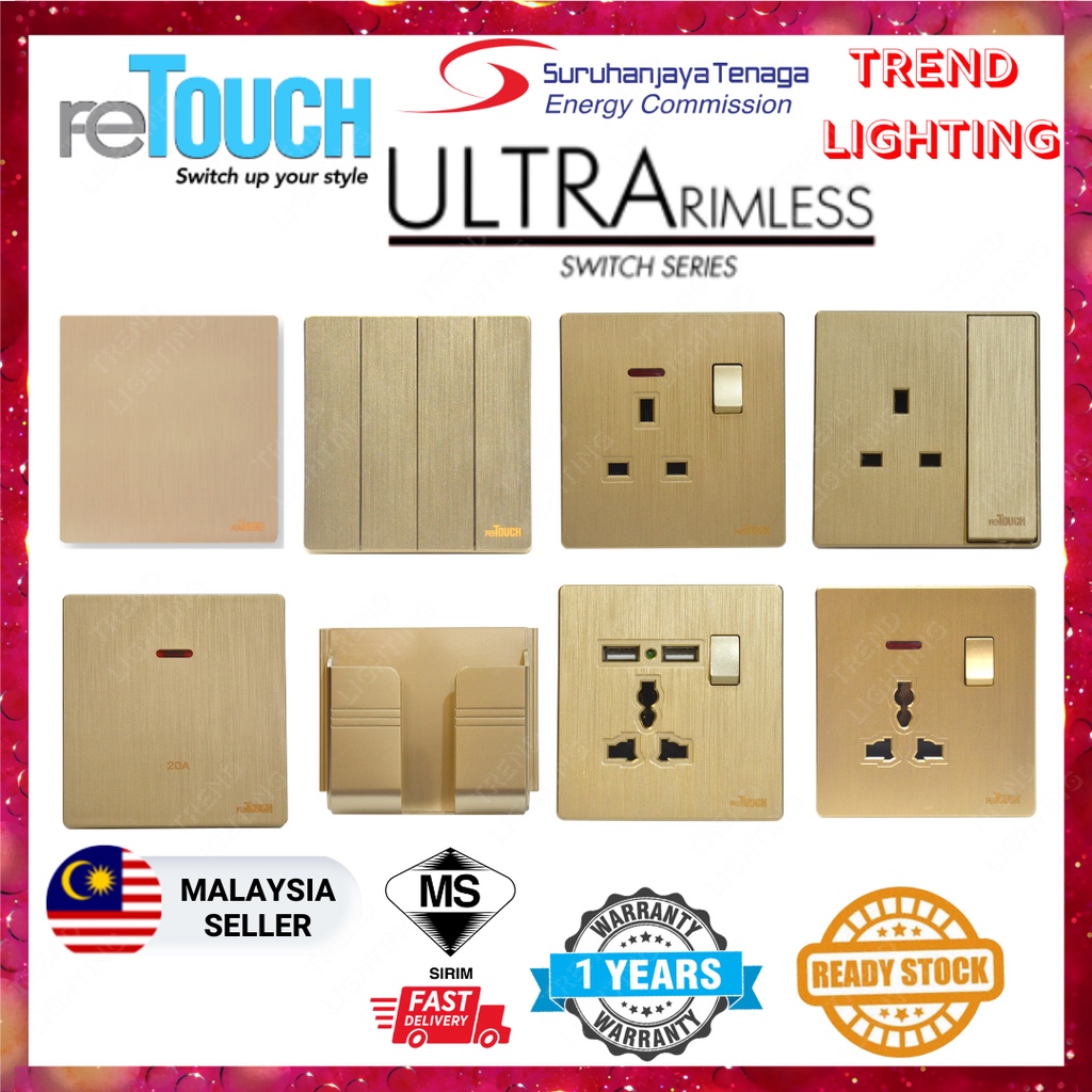 SIRIM Retouch Ultra Rimless Socket and Wall Switch Slim Modern Switch ...