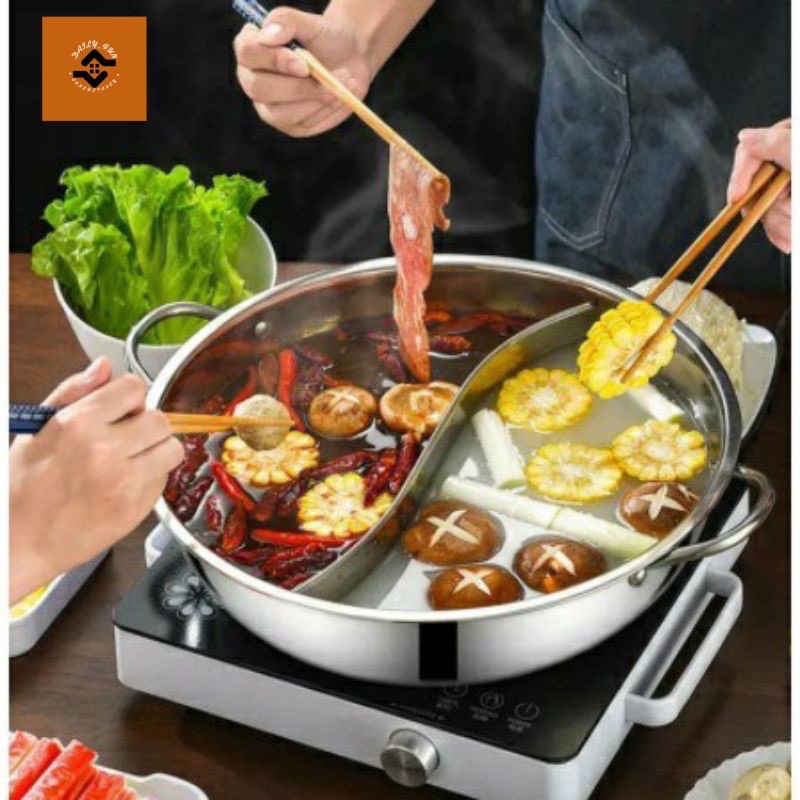 (READY STOCK ) Cooking Pot with Glass Lid Cover Steamboat Yuan Yang ...