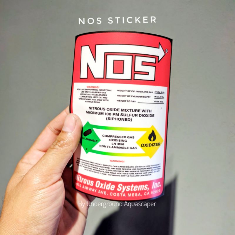 NOS Sticker Accessory For Co2 Gas Cylinder Waterproof Racing Car ...