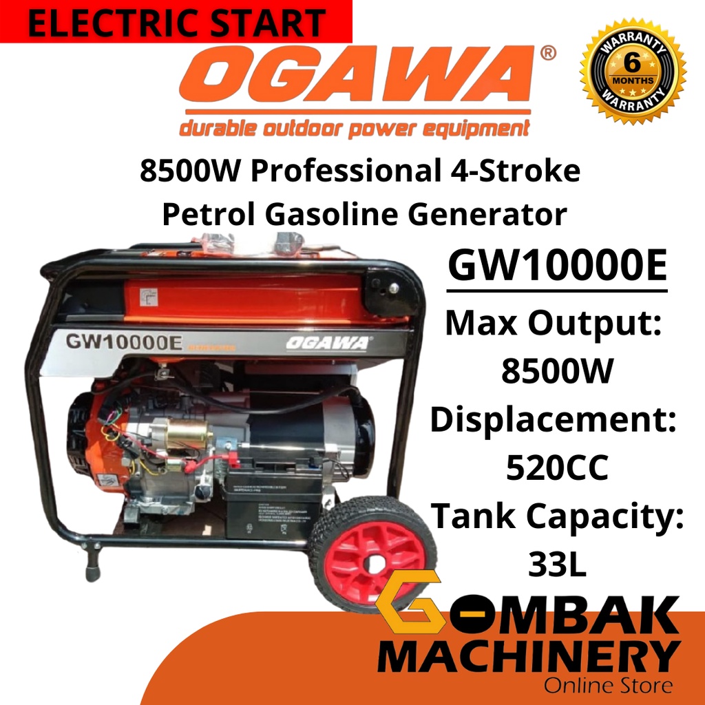 OGAWA GW10000E 8500W Professional Gasoline Generator Petrol Genset -Key ...