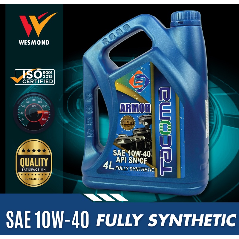 Engine Oil 10W40 4L Fully Synthetic SN Car Lubricant Minyak Hitam Power ...