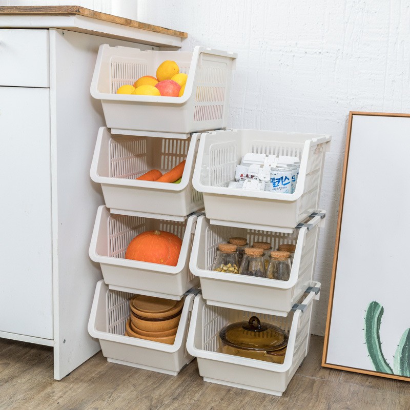 3PCS Kitchen Storage Basket with roller onion storage rack Plastic ...