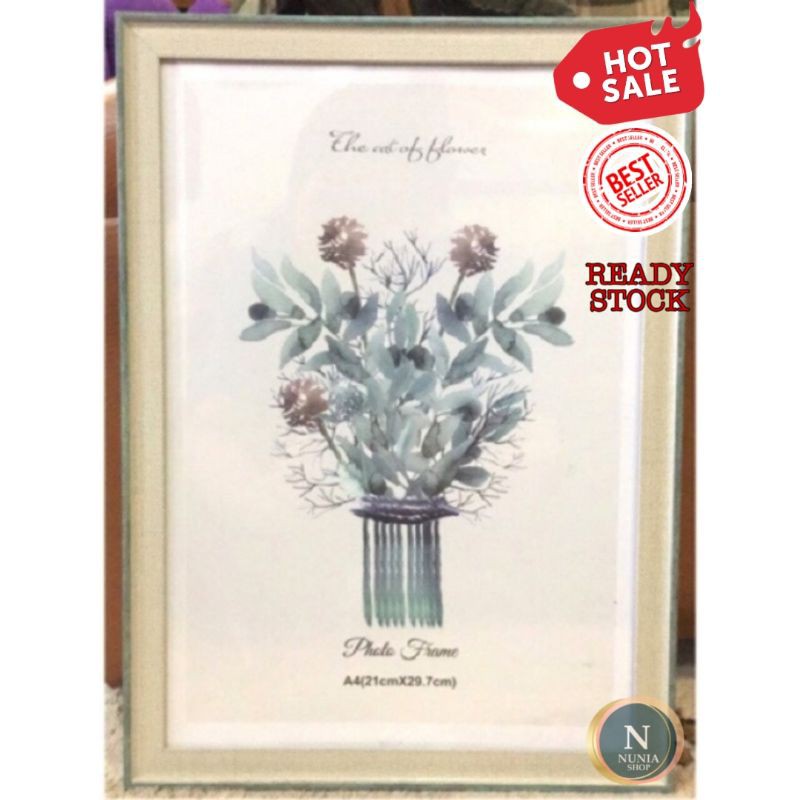 Frame Gambar A4 (bingkai hijau krim) Picture Frame A4 (green colour ...