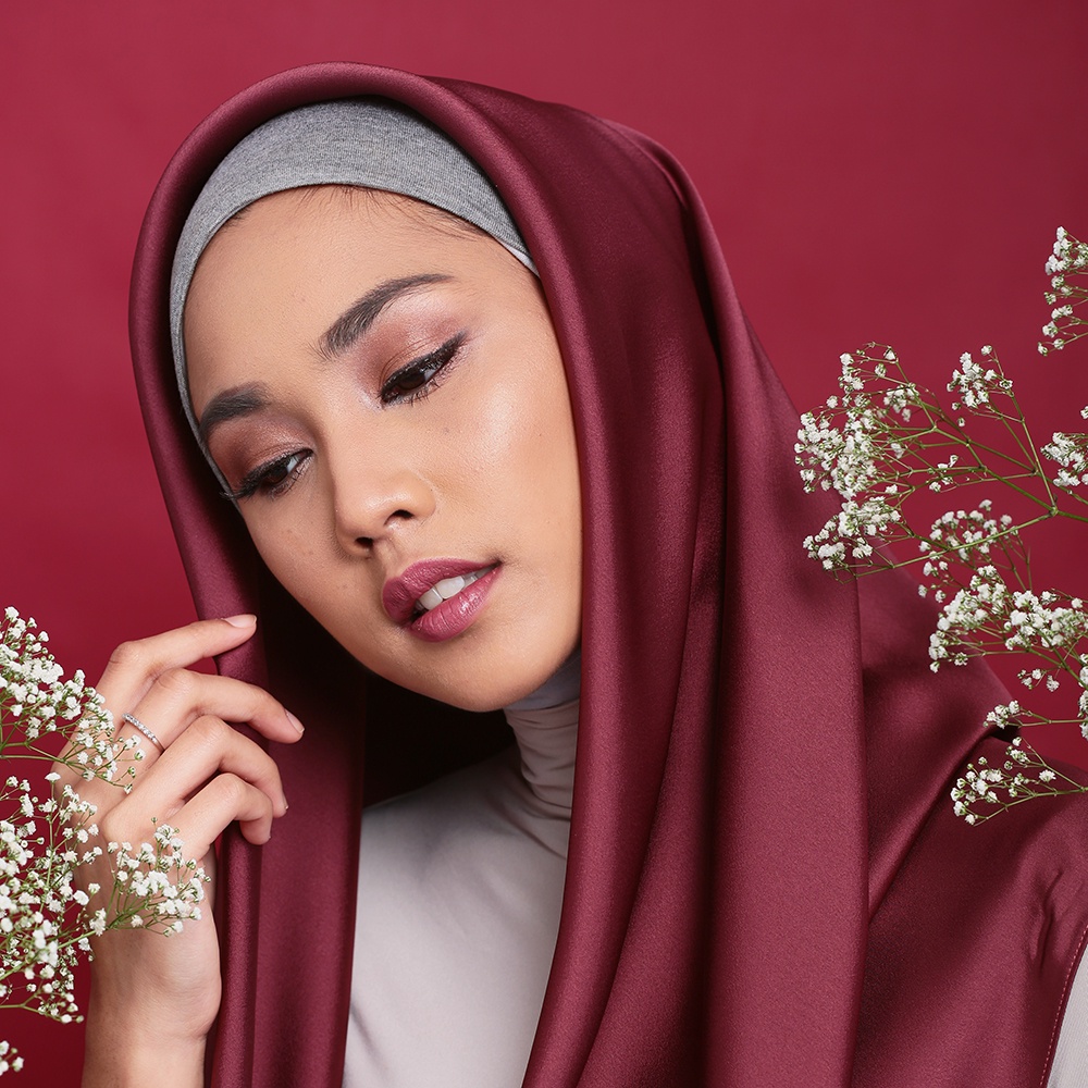 Umma Asna Basic Satin Square Scarf | Shopee Malaysia