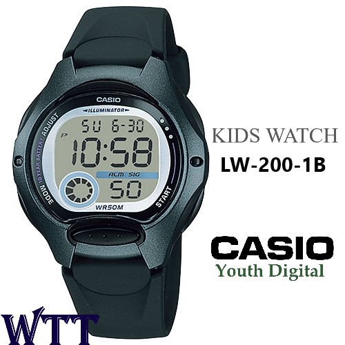 CASIO LW-200-1B DIGITAL UNISEX KIDS CASIO WATCH FOR KIDS Jam Tangan ...