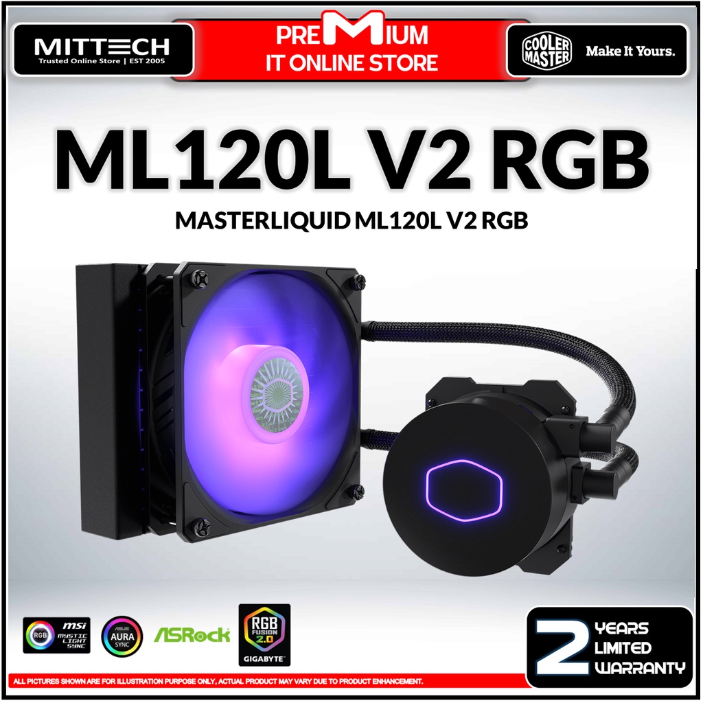 Cooler Master Masterliquid ML120L V2 RGB Liquid Cooler | New SickleFlow 120mm RGB Fan x1 | 3rd ...