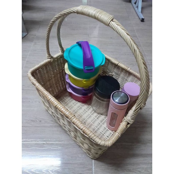BAKUL ROTAN TANGKAI KEMBAR / Bakul rotan berkelah / bakul barang isi ...