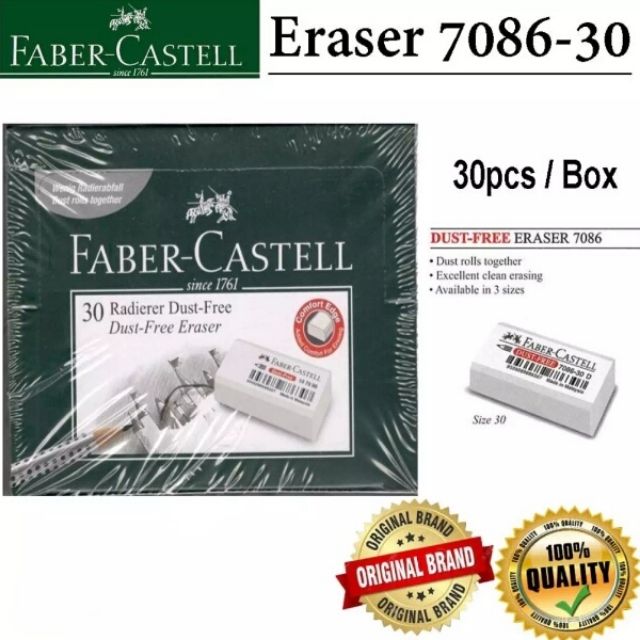 Faber castell dust free eraser 7086-30 @box/30pc | Shopee Malaysia