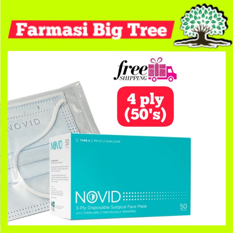 NOVID 4-Ply Disposable Surgical Face Mask (Type IIR)-bundle pack ...