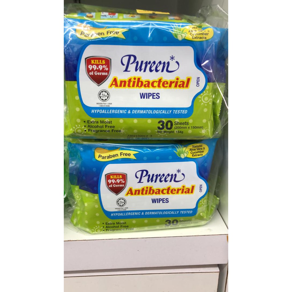 Pureen Antibacterial Wipes (2 x 30's) | Shopee Malaysia