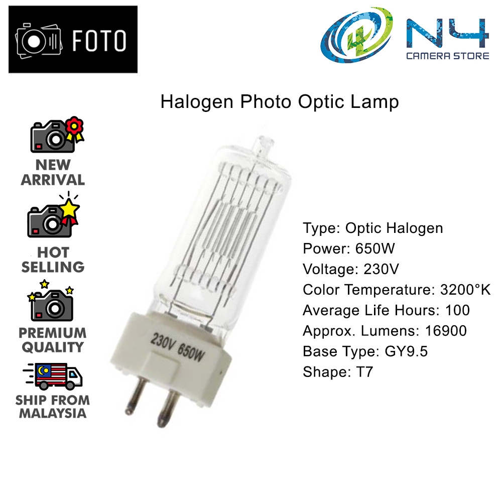 23V 650watts Halogen Photo Optic Bulb Lamp GY9.5 Halogen Stage Lighting ...