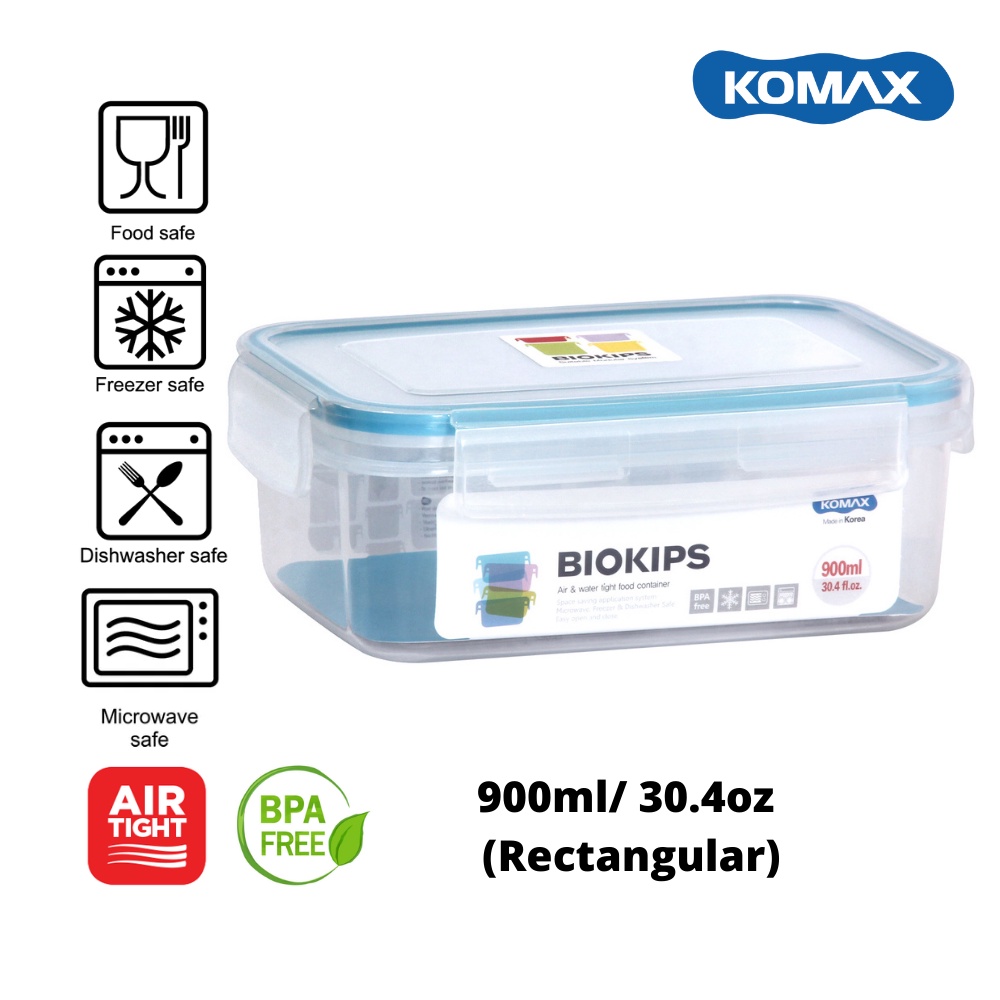 KOMAX Biokips Rectangular Food Container w 4-Sided Lid Locking System ...