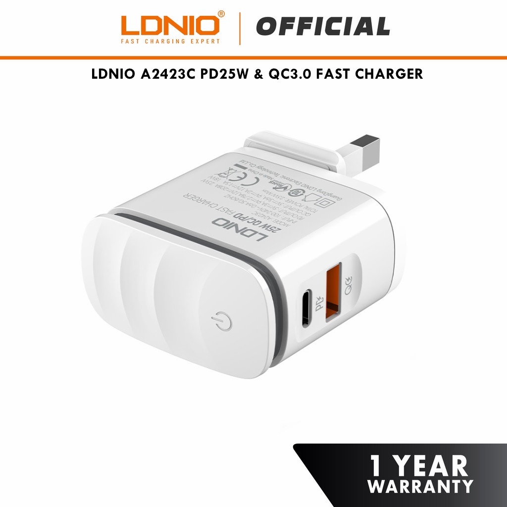 LDNIO A2423C PD 25W & QC3.0 LED Lamp Fast Charger Adaptor | Shopee Malaysia
