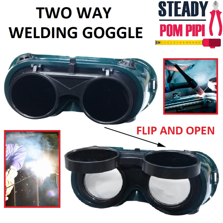 TWO WAY WELDING GOGGLE / BLACK & CLEAR LENS WELDING GOGGLE / CERMIN ...