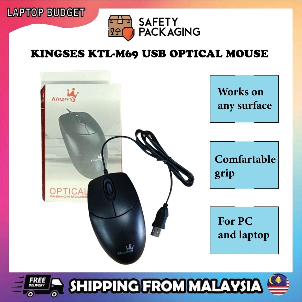 [READY STOCK] OFFICIAL KINGSES KTL-M69 USB OPTICAL MOUSE 3 BUTTONS ...