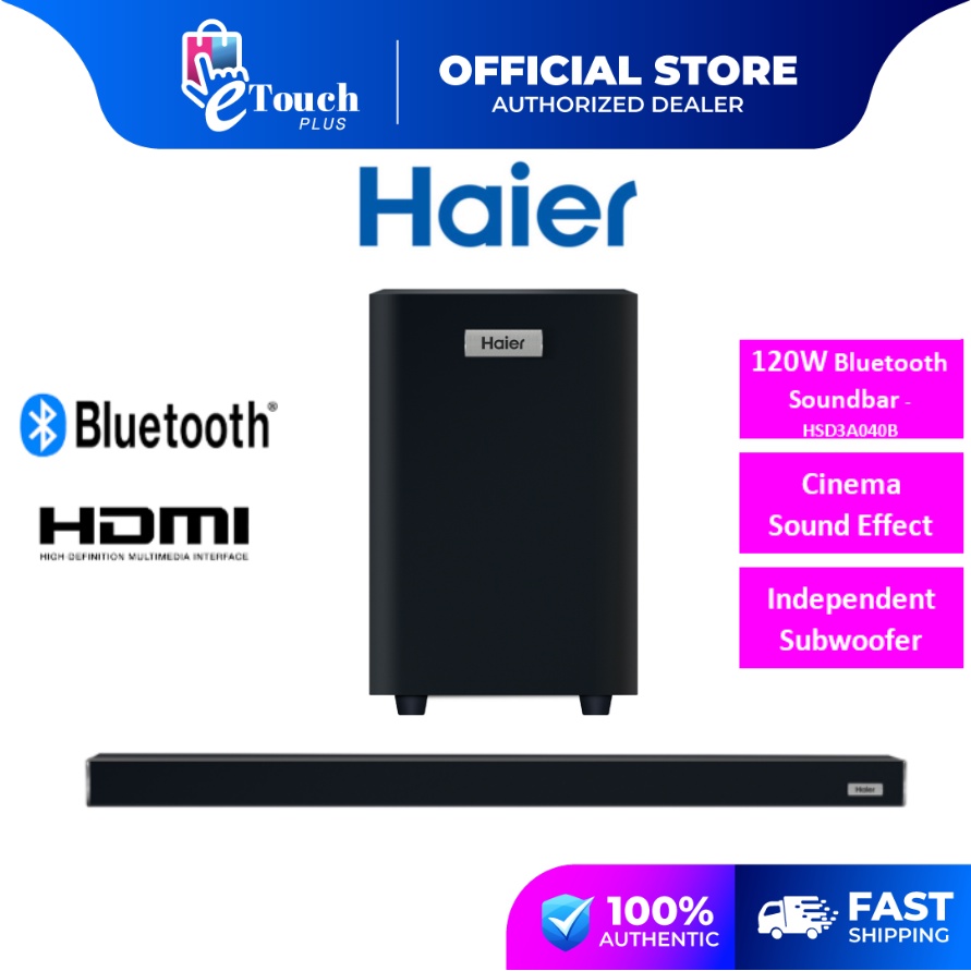 Haier Wireless Bluetooth Soundbar HSD3A040B with 7 Speaker & Woofer ...
