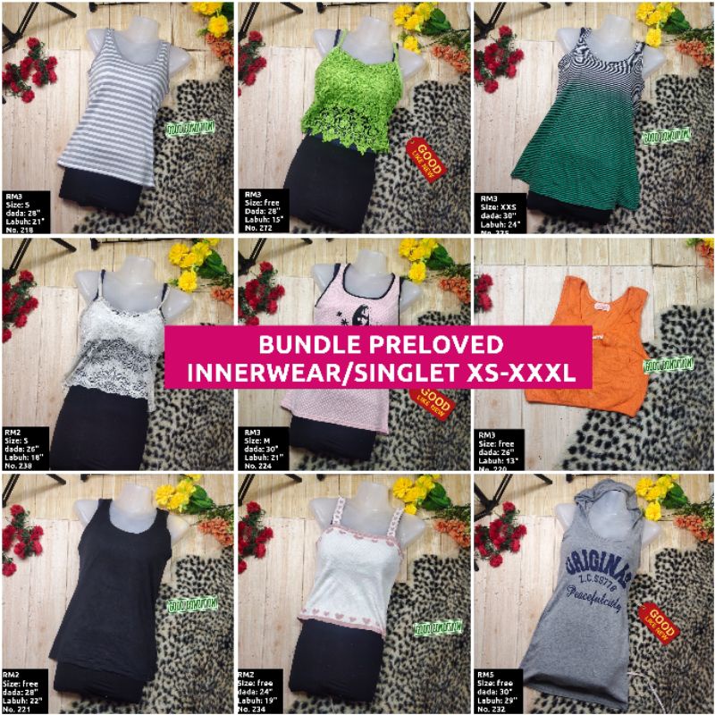 BUNDLE PRELOVED Women innerwear top tank singlet size S-XXXL plus size ...