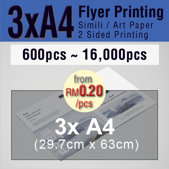 3 x A4 ( 29.7cm x 63cm ) Leaflet Flyer Brochure catalog paper Online ...