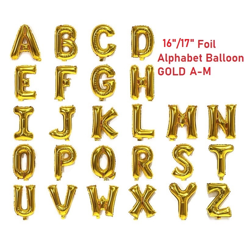 16" / 17" Inch Alphabet Foil GOLD A - Z | Shopee Malaysia
