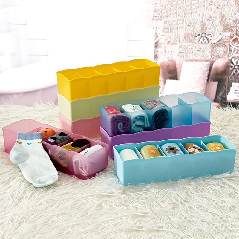 5 Grid Underwear Drawer Sorting Box Panties Socks Storage Containers ...
