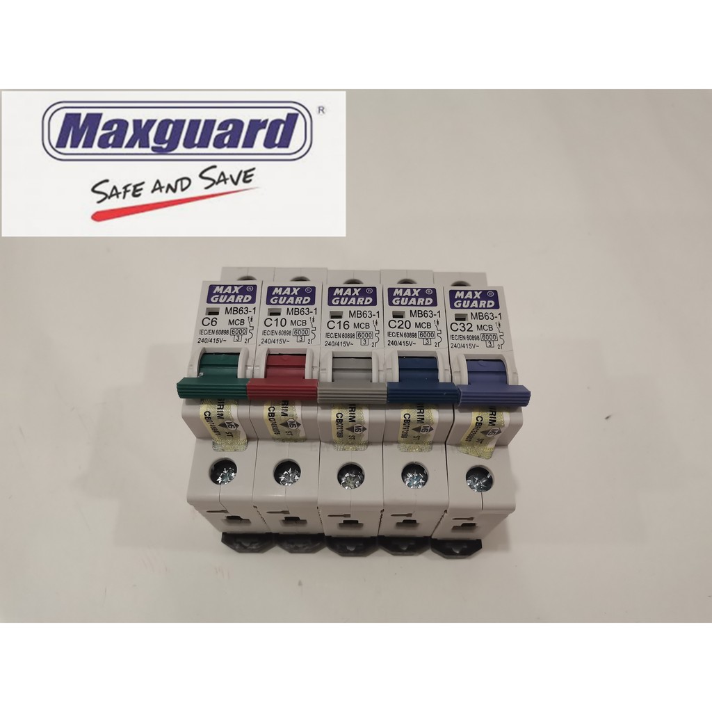 MAXGUARD 1POLE MCB 6A/10A/16A/20A/32A (SIRIM)MINIATURE CIRCUIT BREAKER ...