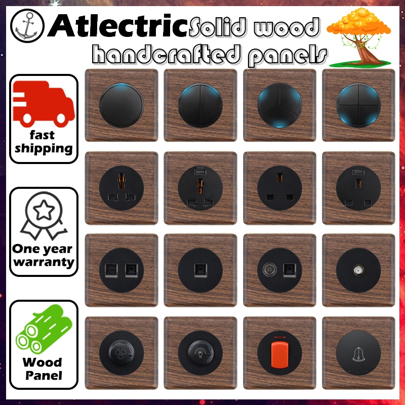 Atlectric 13A Malaysia Socket Power Socket Light Switch With LED Black ...