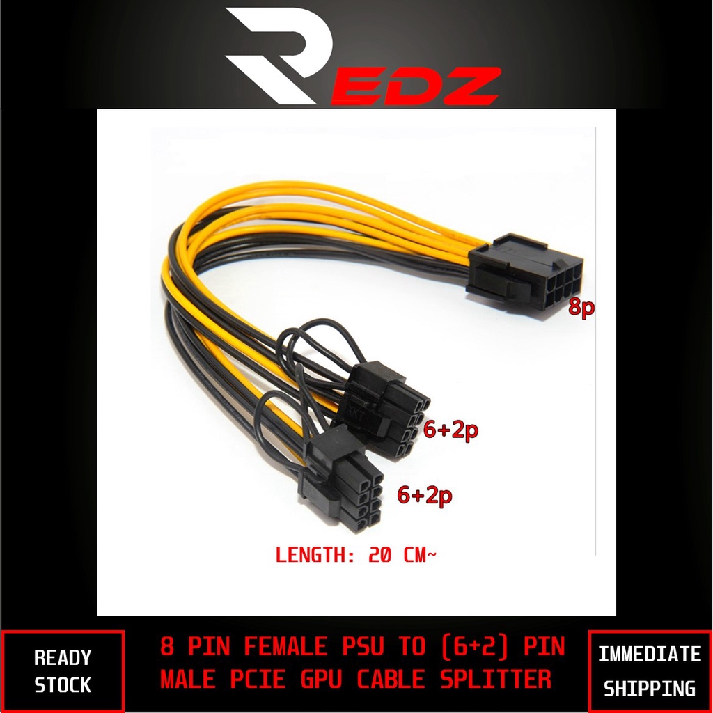 [NEW] 8 Pin Female PSU to 6+2 Pin Male PCIE GPU Cable Splitter | Shopee ...