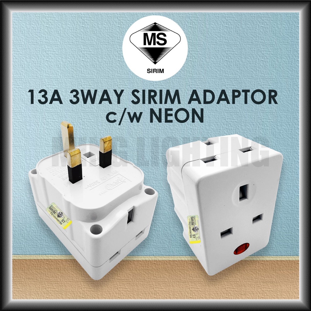 [SIRIM] 3 Way Multiple Adapter 3 Gang Pin Socket Plug Switch Multi ...
