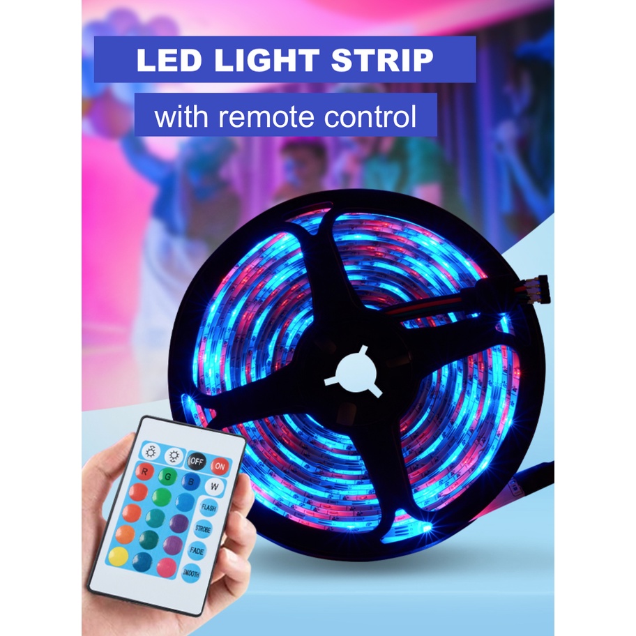 LED Light Strip with Remote Controller Lampu LED Berjalur Dengan Alat ...