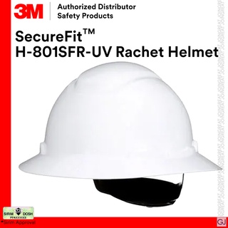 3M H-801SFR-UV White Colour Full Brim Safety Helmet/ Hard Hat/ Ratchet ...
