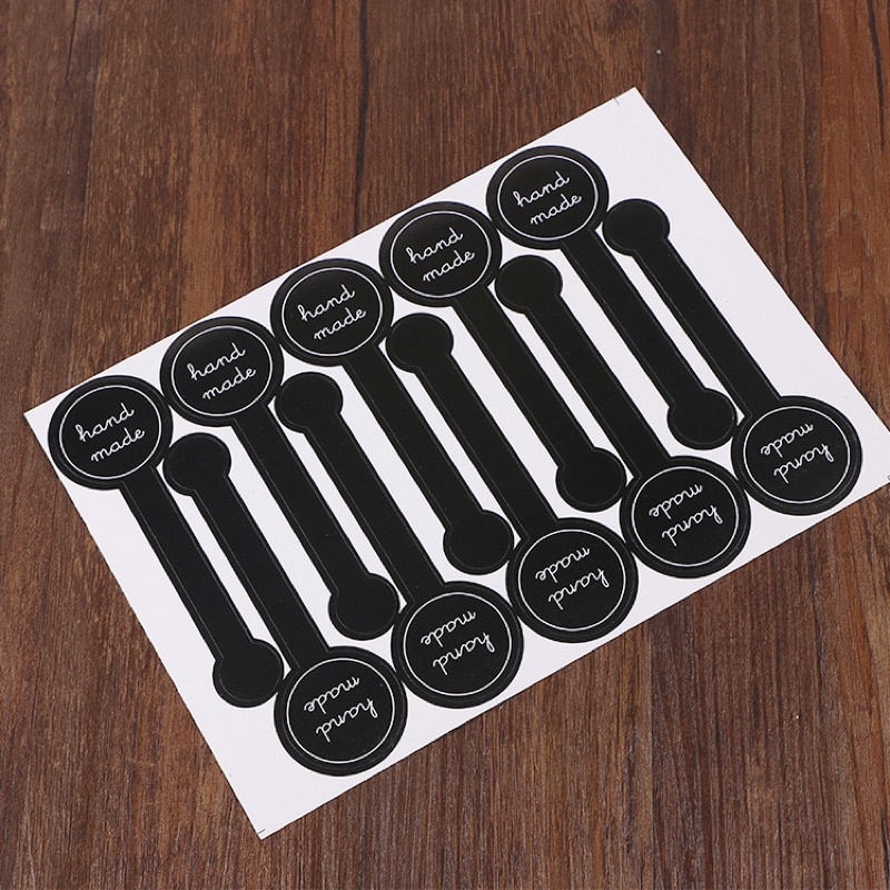 [1SHEET x 10PCS] HANDMADE WORDING LABELLING SEALING STICKER BLACK ...