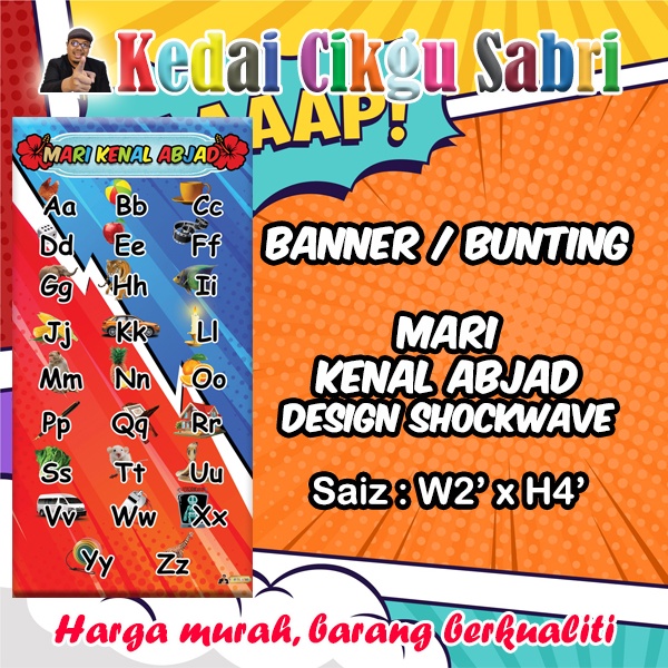 BANNER @ BUNTING MARI KENAL ABJAD (ABC) EDISI BAHASA MELAYU | Shopee ...