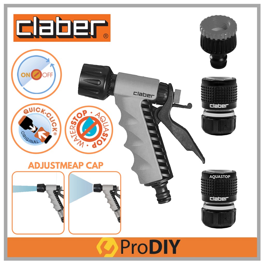 CLABER 48551 Spray Gun Starter Kit 1/2" 12-15MM with Aquastop ( 8551 ...