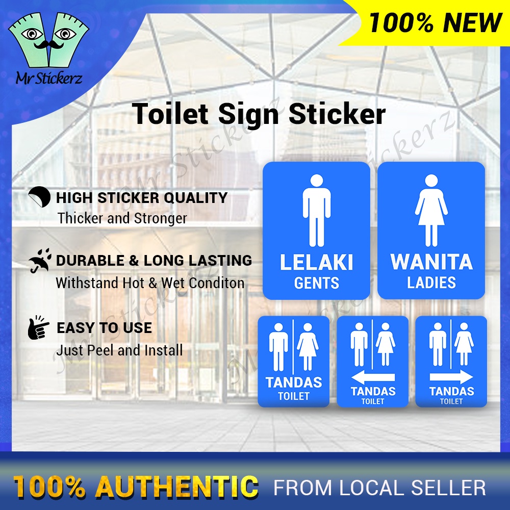 Toilet Sign Sticker Direction Male and Female High Sticker Quality ...