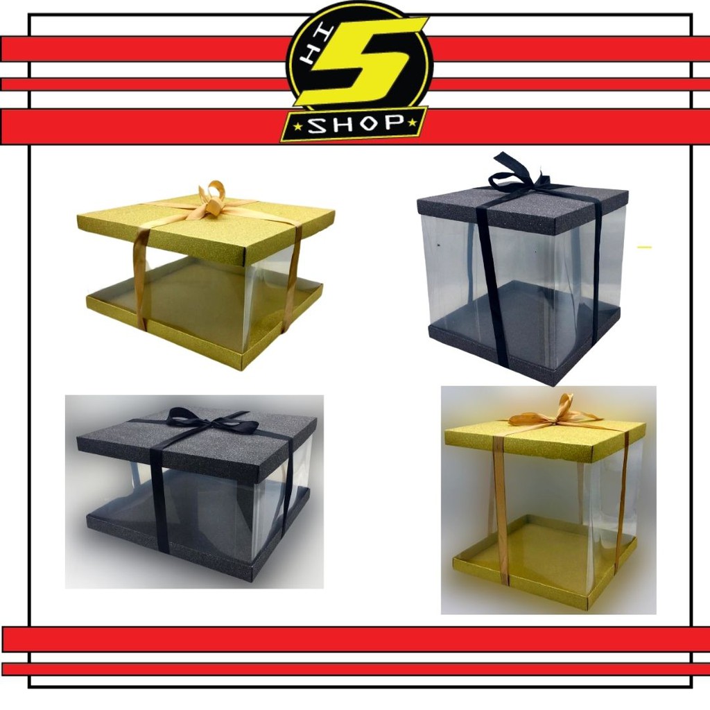CAKE BOX/ KOTAK KEK /BOX TRANSPARENT WITH RIBBON / CAKE BOX TRANSPARENT ...