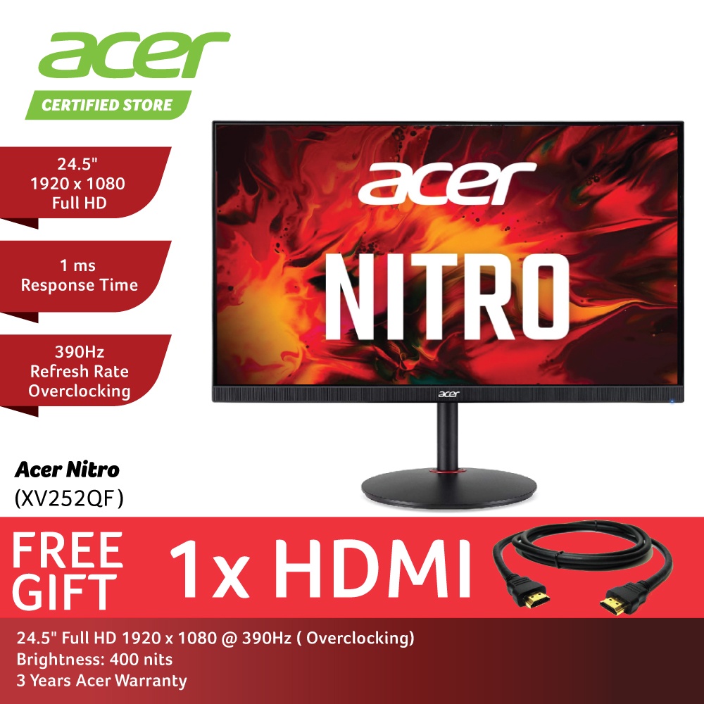 Acer Nitro XV252QF 24.5'' FHD 390Hz HDR400 IPS Gaming Monitor | Shopee ...
