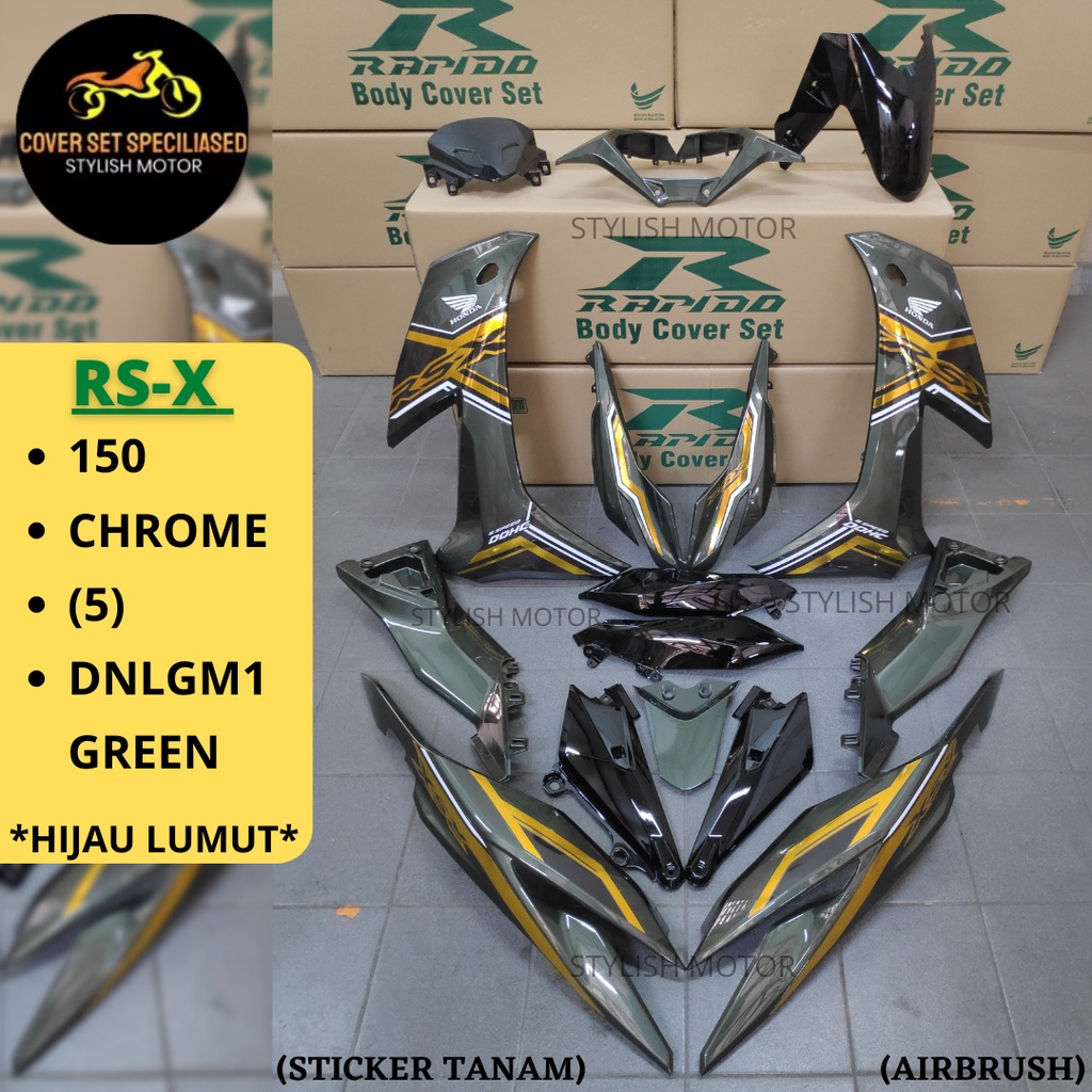 (STICKER TANAM/AIRBRUSH) RAPIDO COVER SET HONDA RSX RS-X 150 CHROME (5 ...