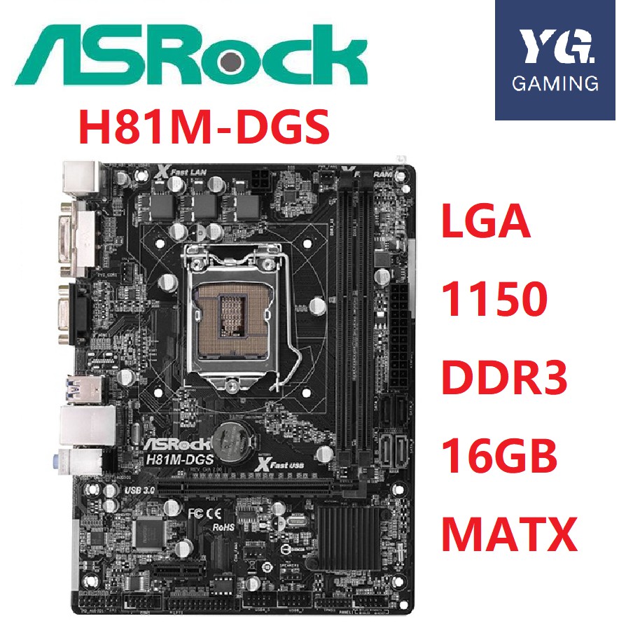 ASROCK H81M-DGS Motherboard Intel H81 Socket LGA 1150 DDR3 16GB MATX ...