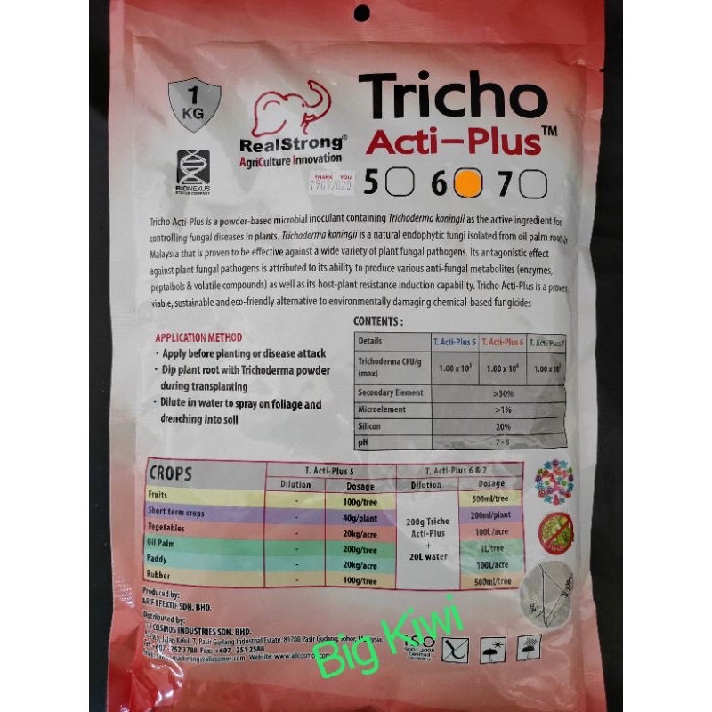 Tricho Acti-Plus 6 - Trichoderma fungicide organic 1KG RealStrong ...